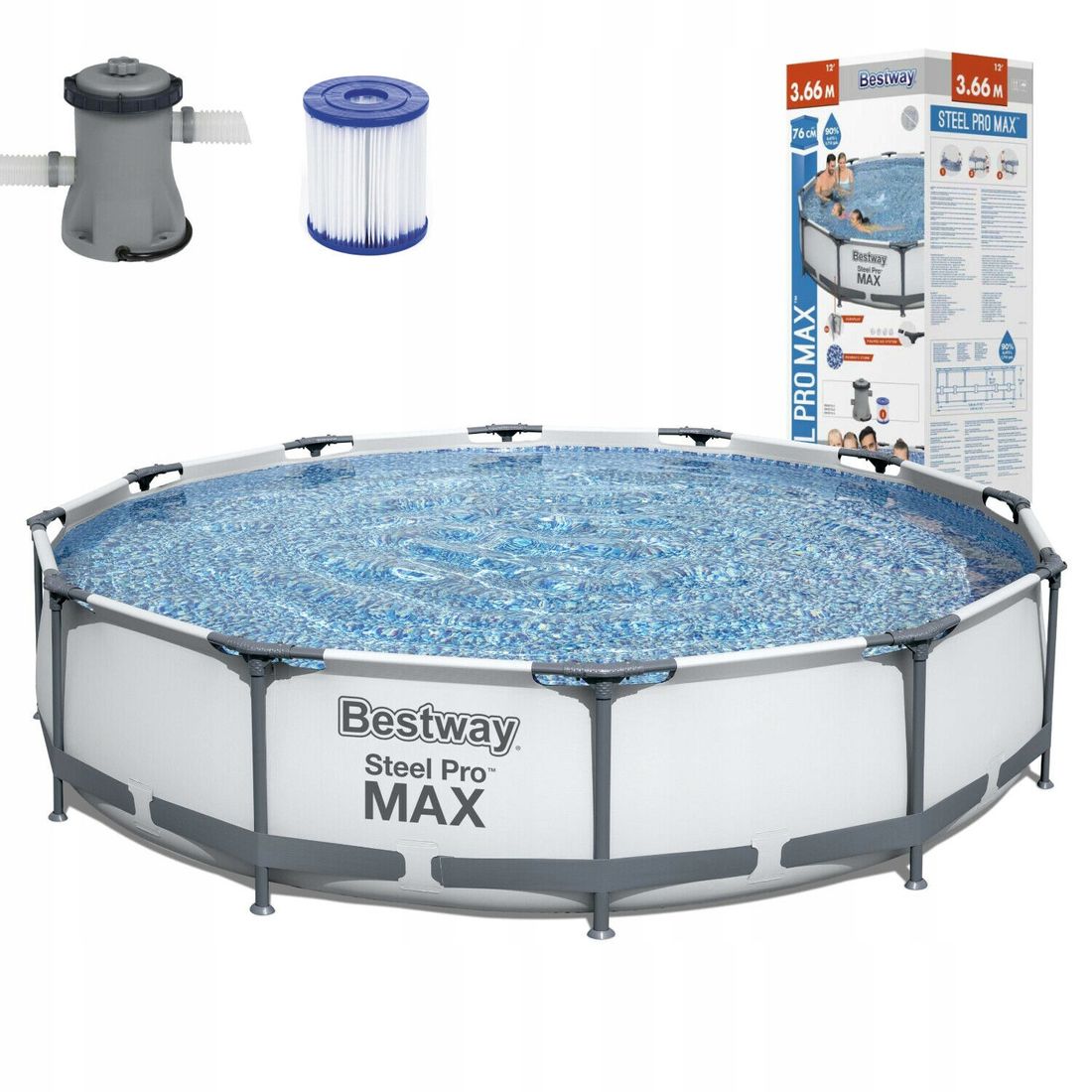 BASEN OGRODOWY STELAŻOWY BESTWAY DUŻY POMPA FILTR 366 x 76 CM 56416 - ERLI.pl