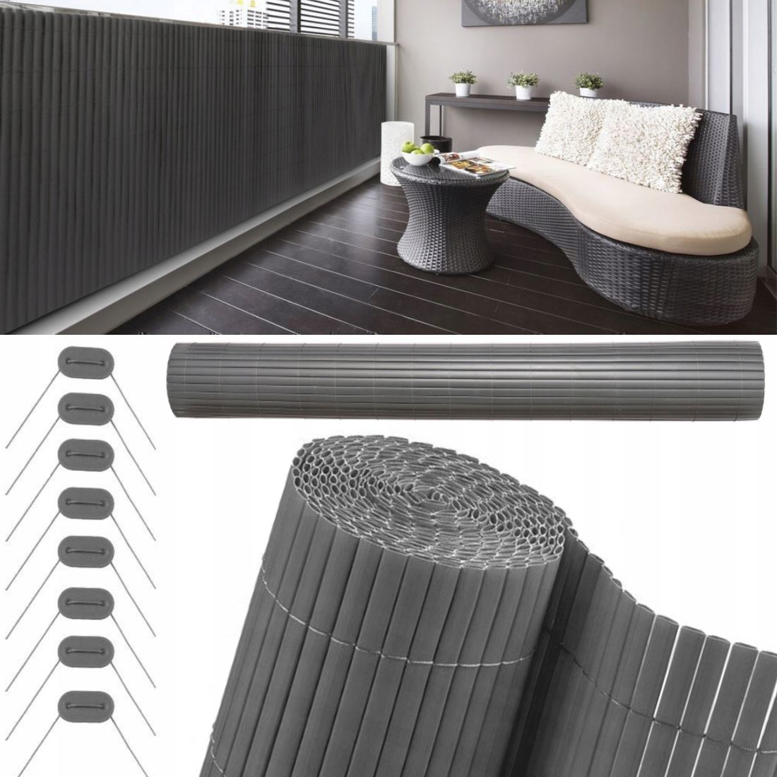 MATA PVC OSŁONOWA BALKONOWA NA TARAS 100x500 cm - ERLI.pl