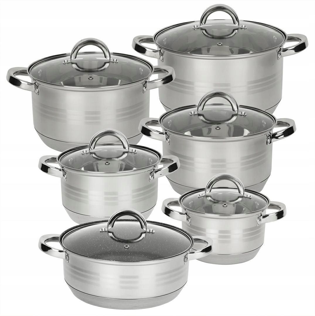 GARNKI KOMPLET ZESTAW GARNKÓW Patelnia 12 EL stal - Profesjonalna ...