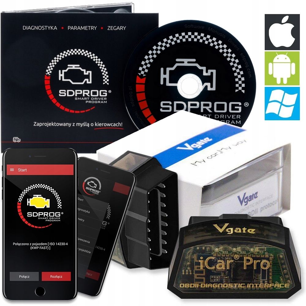 INTERFEJS iCAR PRO BT4.0 OBD2 ELM327 SDPROG POLSKI - ERLI.pl