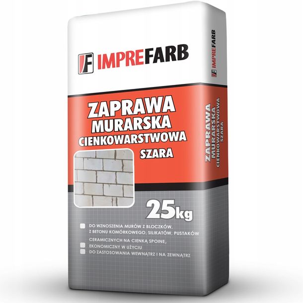 ZAPRAWA MURARSKA cienkowarstwowa SZARA - 25kg - IF - ERLI.pl