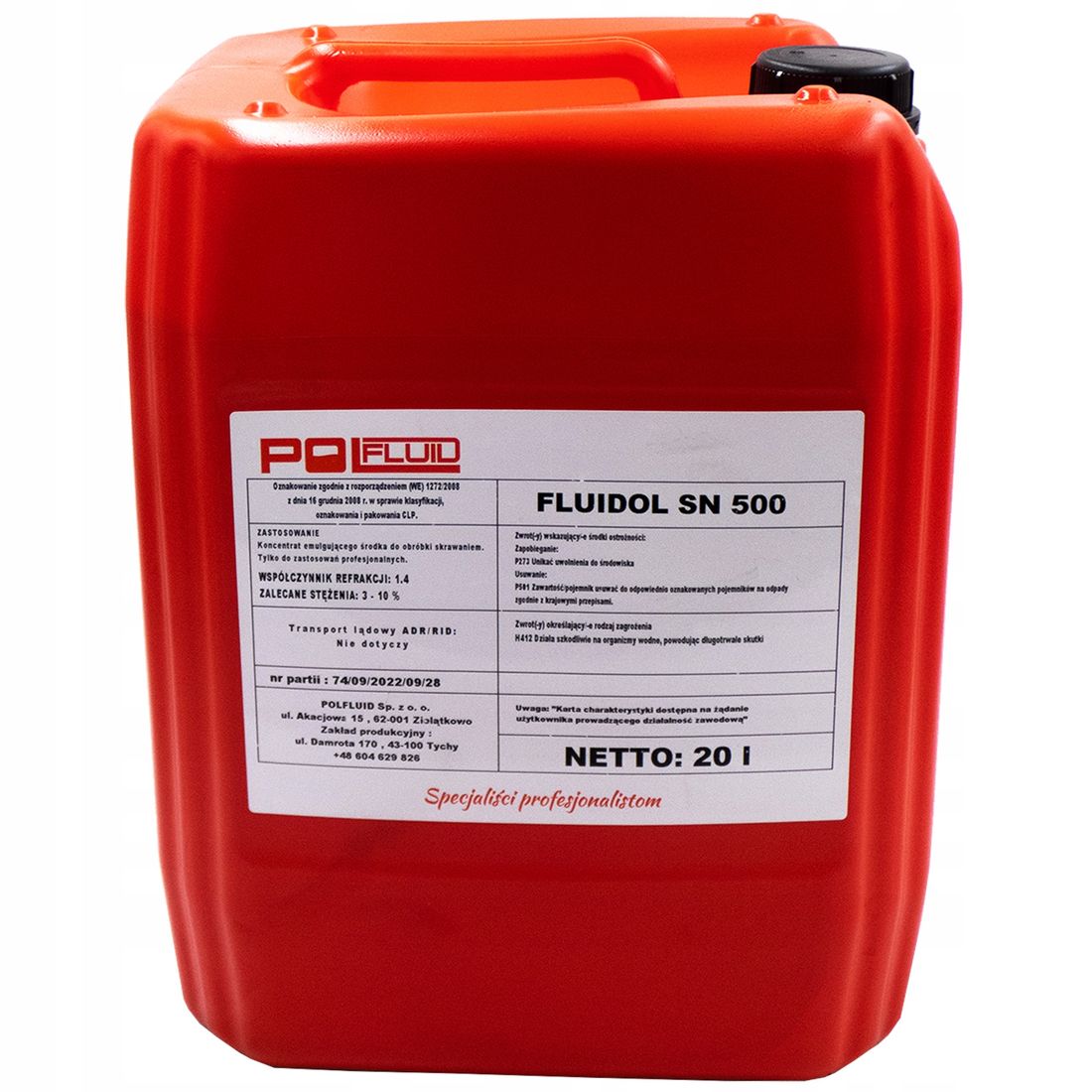 PÓŁSYNTETYCZNE CHŁODZIWO POLFLUID SN500 20L – 144137409 - ERLI.pl