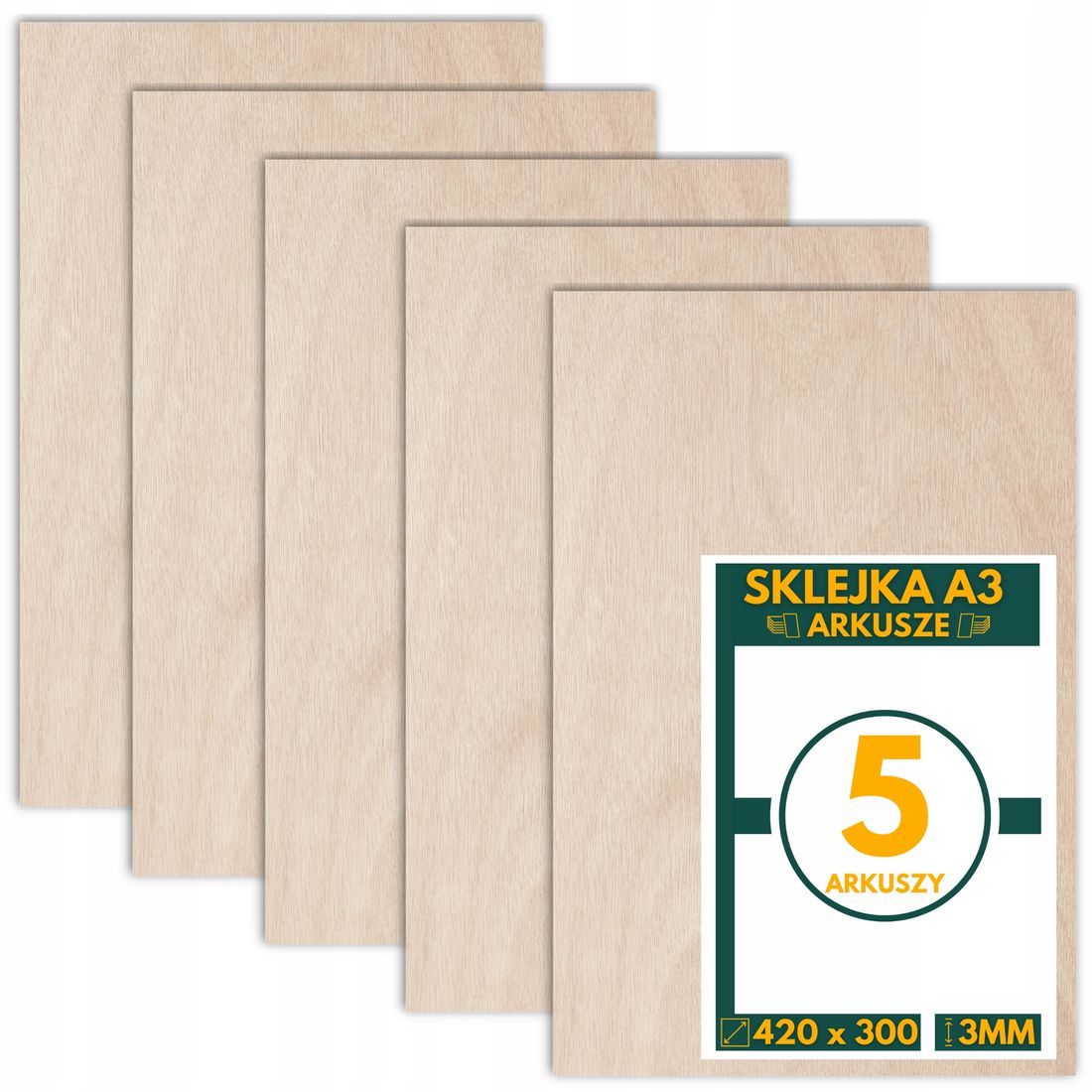 SKLEJKA 3MM DO LASERA KLASA 1 / 2 FORMATKA A3 5 SZTUK - ERLI.pl