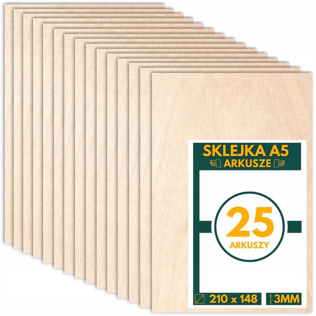 SKLEJKA 3MM DO LASERA KLASA 1/2 FORMATKA A5 25 SZTUK - ERLI.pl