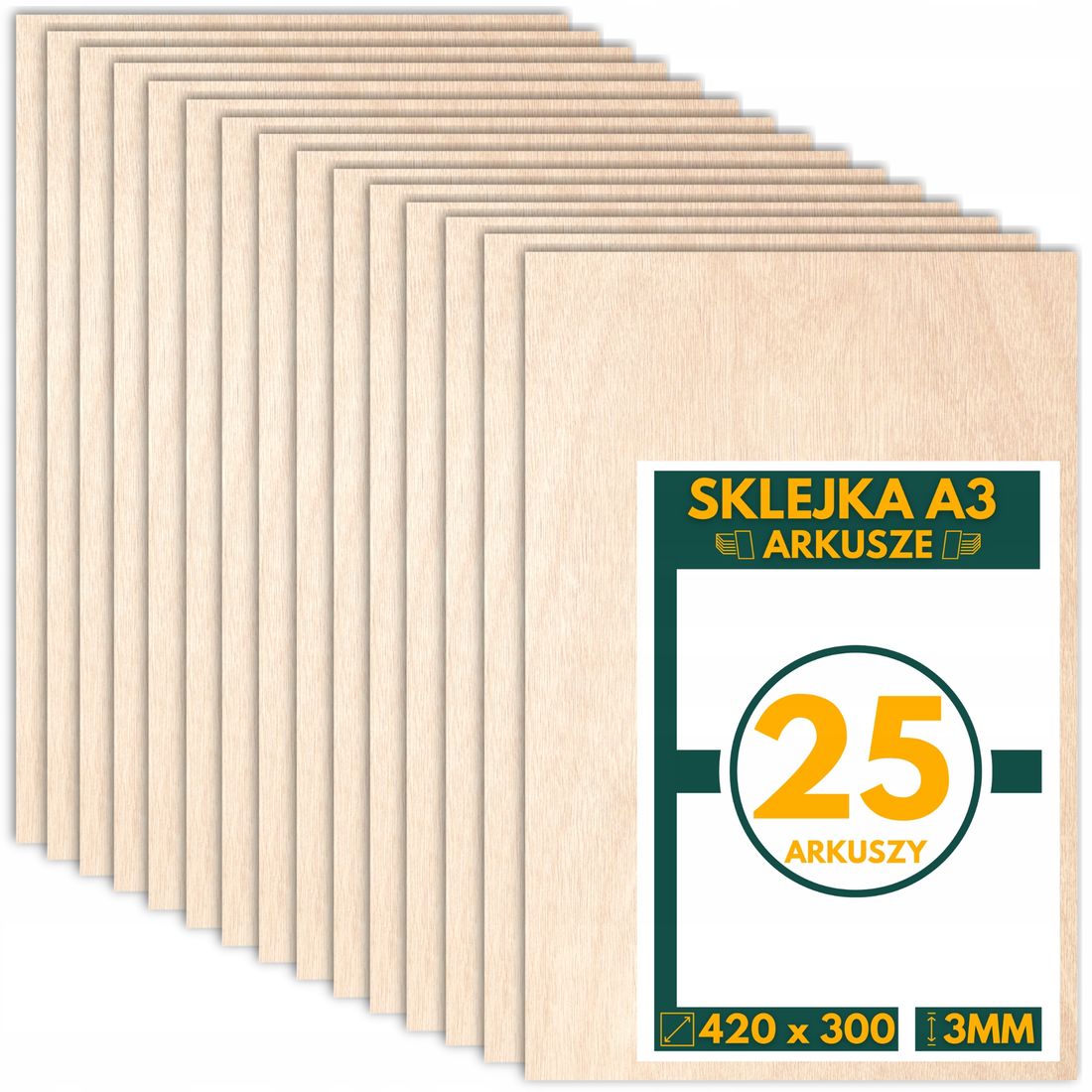SKLEJKA 3MM DO LASERA KLASA 1 / 2 FORMATKA A3 25 SZTUK - ERLI.pl