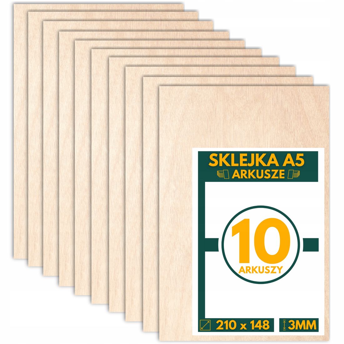 SKLEJKA 3MM DO LASERA KLASA 1 / 2 FORMATKA A5 10 SZTUK – 144183381 - ERLI.pl