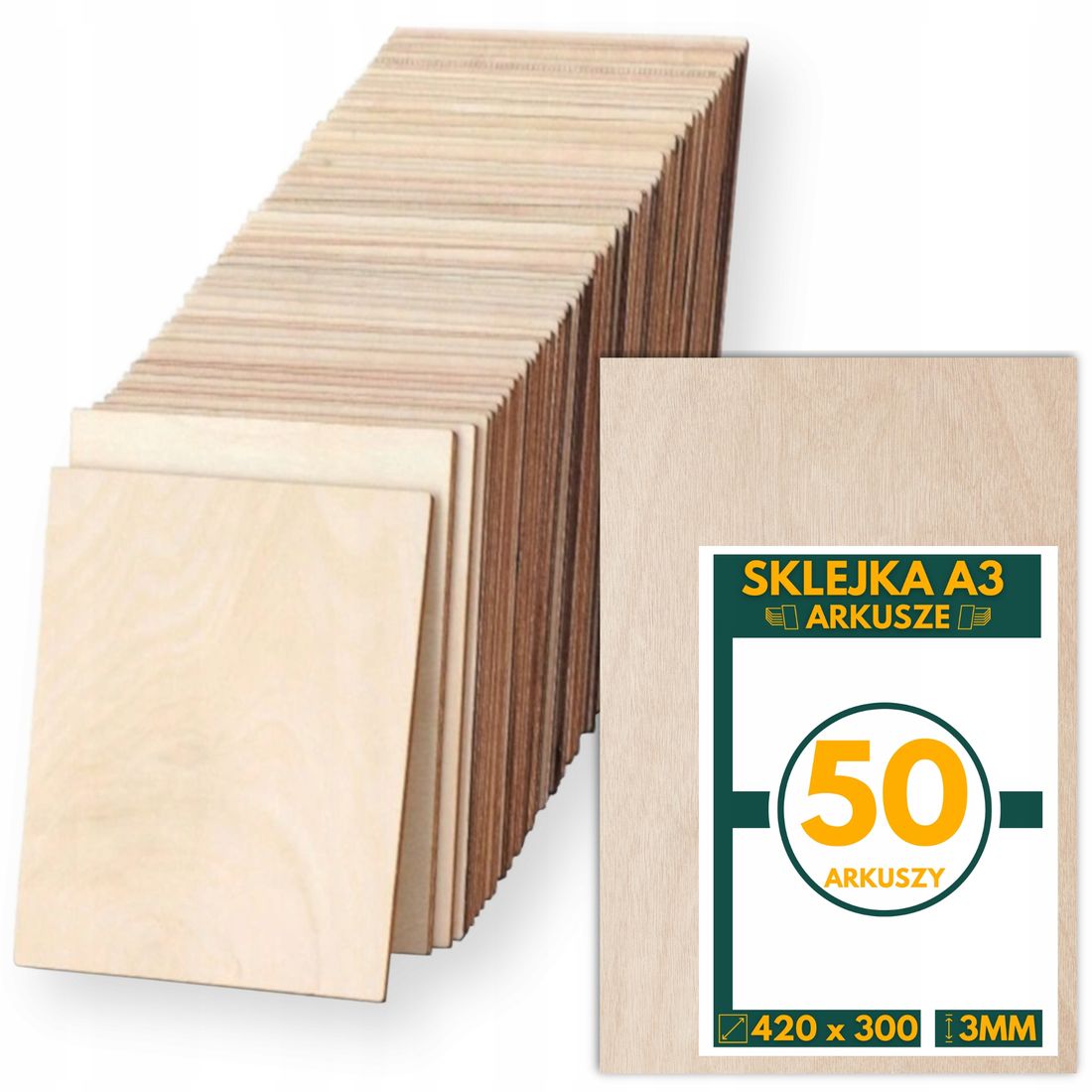 SKLEJKA 3MM DO LASERA KLASA 1 / 2 FORMATKA A3 50 SZTUK - ERLI.pl