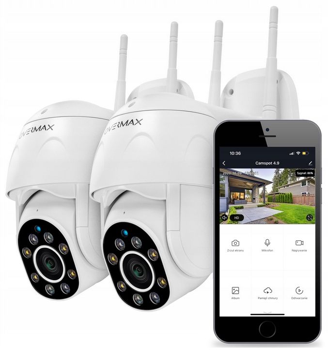 KOMPLET 2x KAMERY ZEWNĘTRZNE OBROTOWE IP Full HD - ERLI.pl