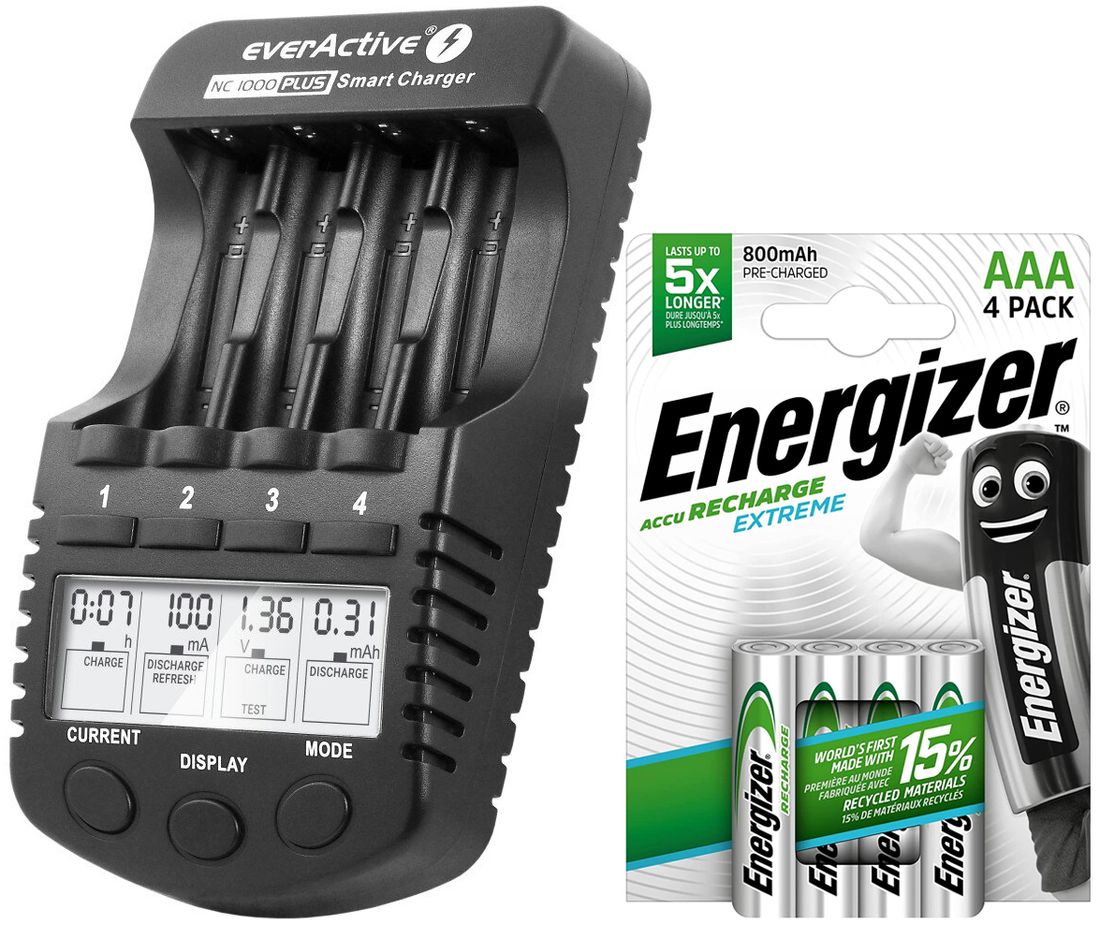 ŁADOWARKA DO BATERII AKUMULATORKÓW AA AAA +4x 800 - ERLI.pl
