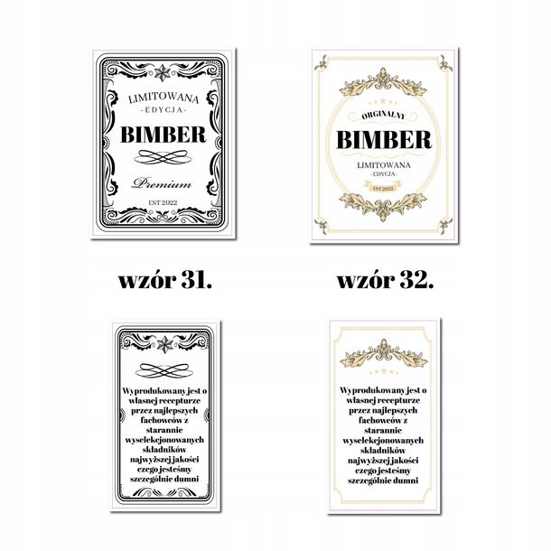 Etykiety na BIMBER weselny SWÓJ NAPIS naklejki x17 - ERLI.pl