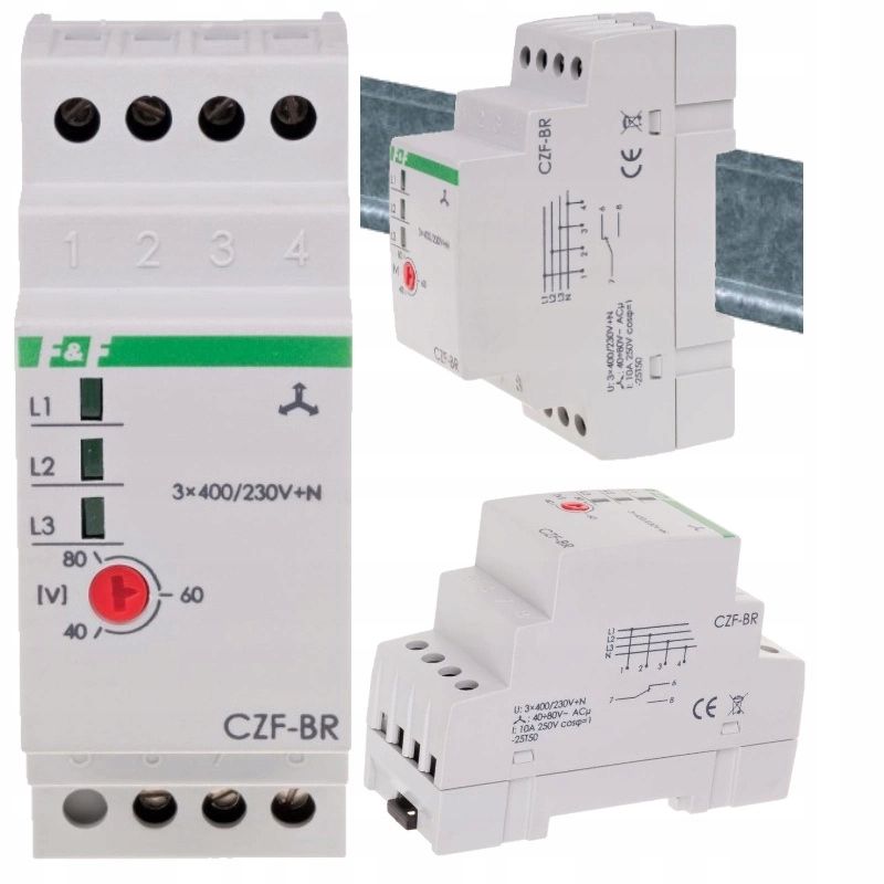 F&F Czujnik Zaniku I Asymetrii Faz 10A CZF-BR - ERLI.pl