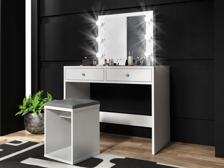 TABORET STOŁEK SIEDZISKO DO TOALETKI BIAŁY – 145453781 - ERLI.pl