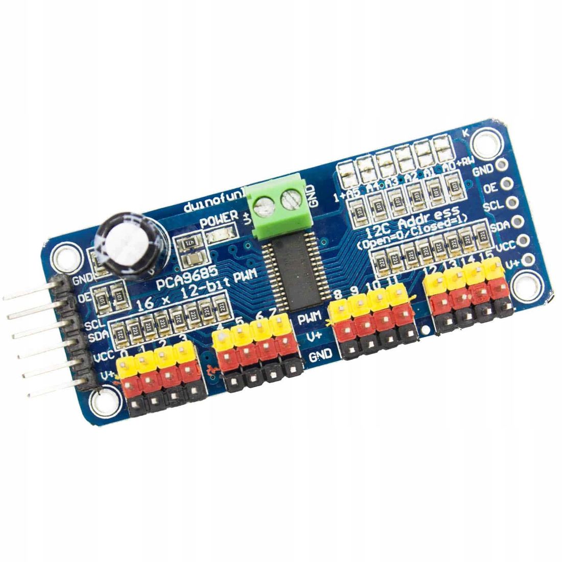 PCA9685 16 kanałowy sterownik serw 12-bit PWM I2C - ERLI.pl