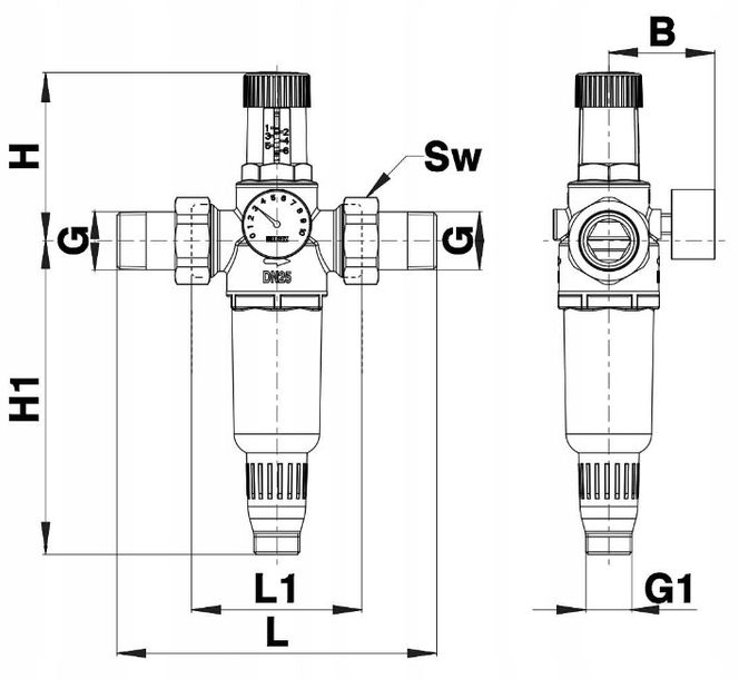 HERZ Filtr do wody pitnej z reduktorem ciśnienia 1 - ERLI.pl
