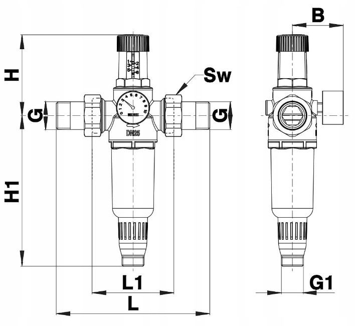 HERZ Filtr do wody pitnej z reduktorem ciśnienia 1 - ERLI.pl