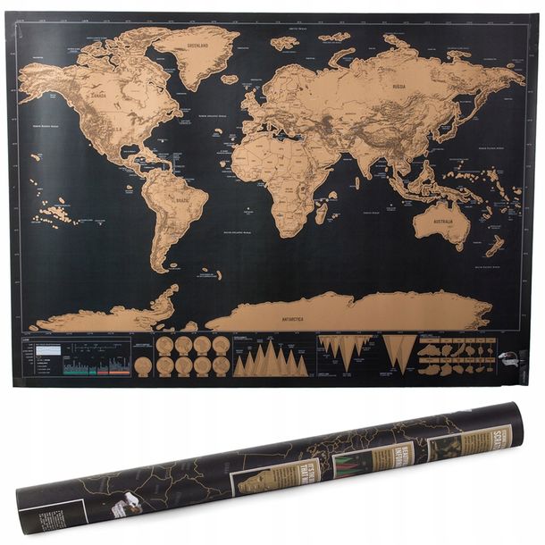 MAPA ŚWIATA ZDRAPKA DLA PODRÓŻNIKA NA ŚCIANĘ PLAKAT ANG 82x59cm NA ...