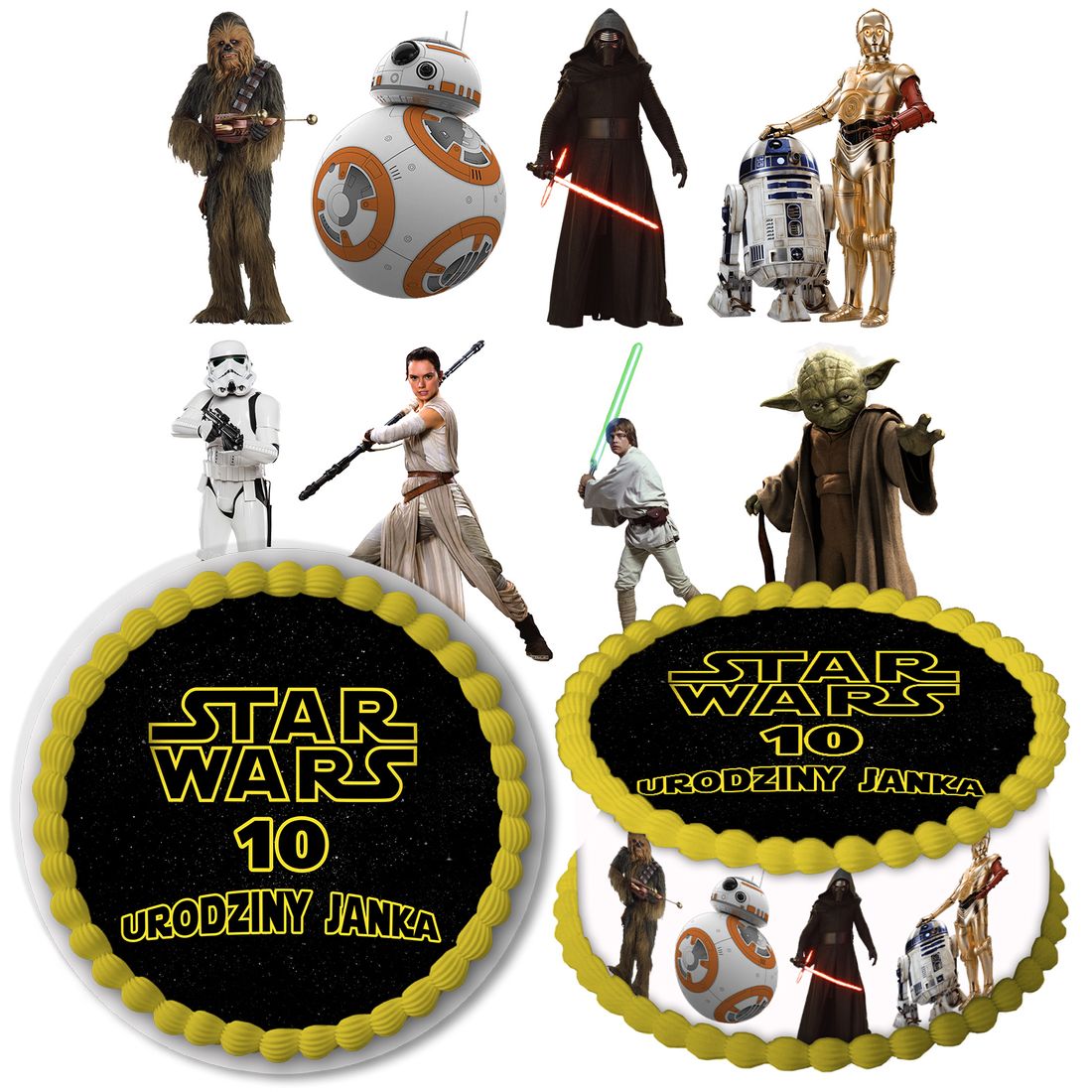 ZESTAW OPŁATEK NA TORT+POSTACIE STAR WARS Z2 - ERLI.pl