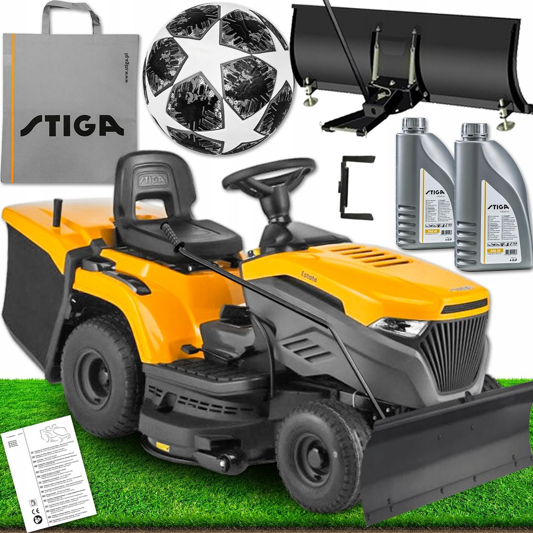 TRAKTOR OGRODOWY KOSIARKA STIGA ESTATE 598 Z HYDROSTATEM + PŁUG ZESTAW ...