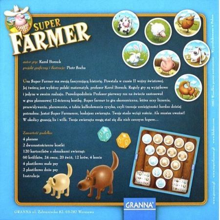 SUPER FARMER GRA PLANSZOWA DE LUX GRANNA 00086 - ERLI.pl