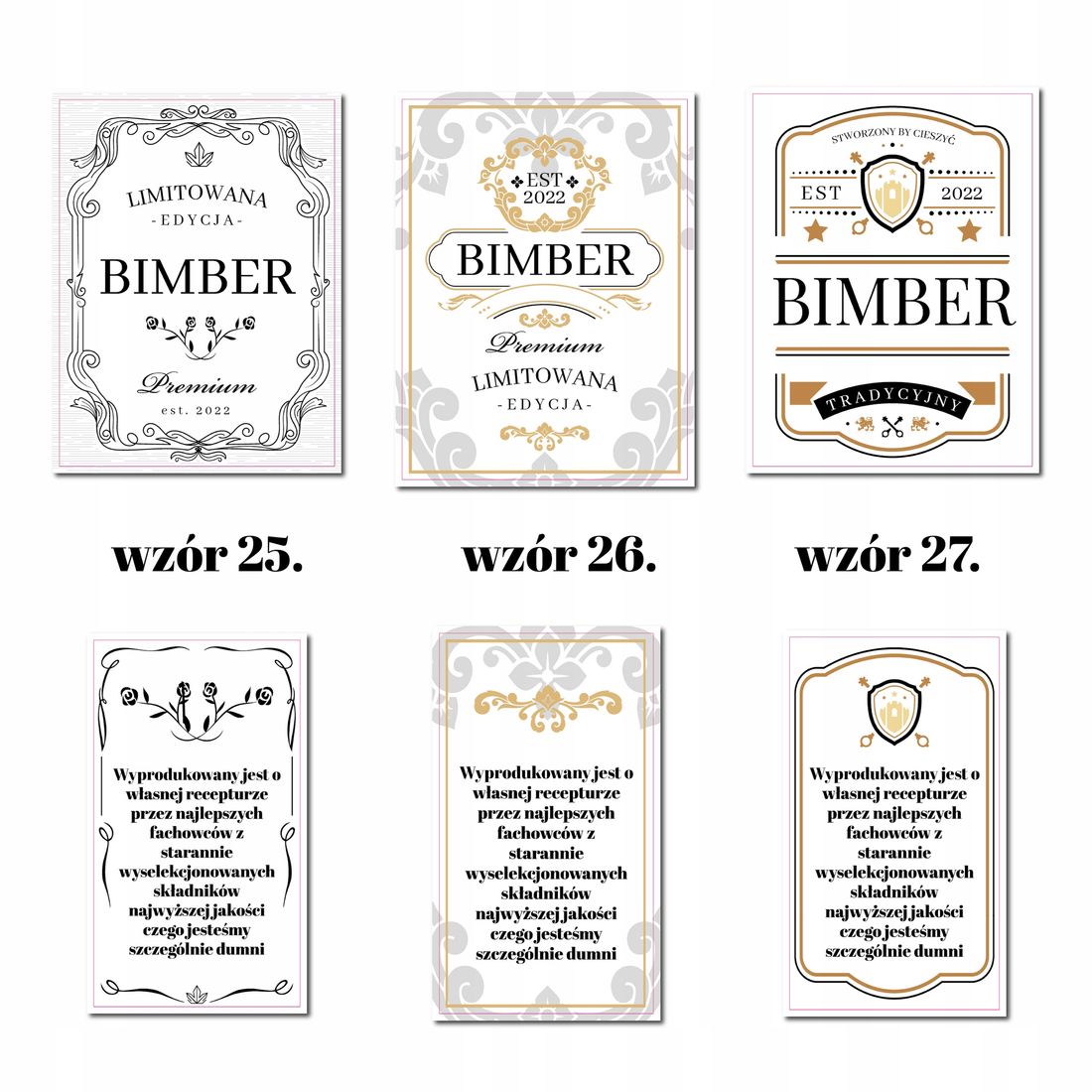 Etykiety na BIMBER weselny SWÓJ NAPIS naklejki x17 - ERLI.pl