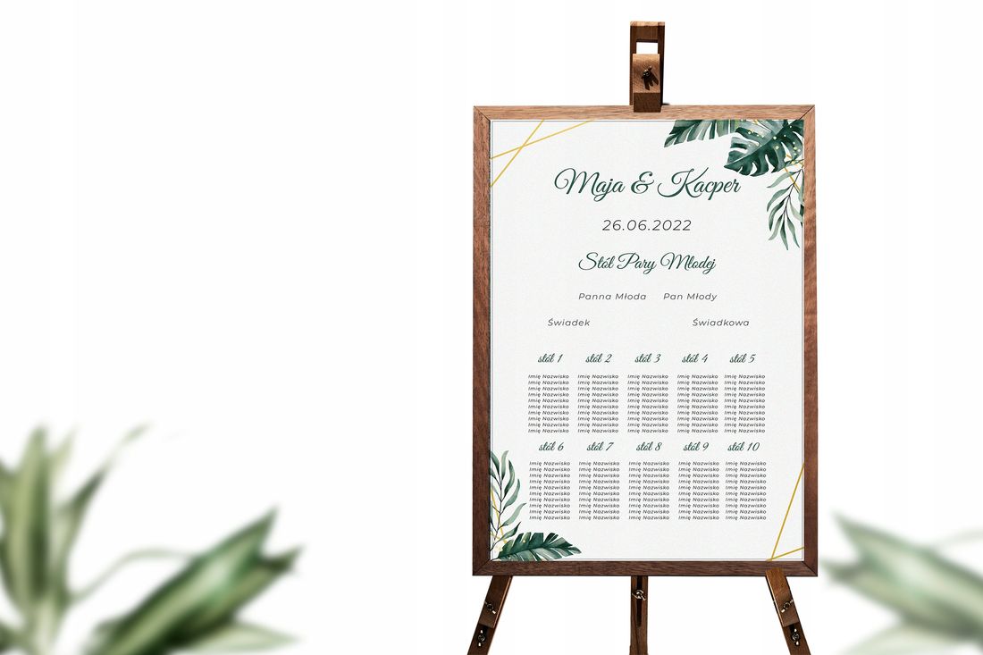 Plan stołów gości na wesele TABLICA 60x90 cm – 155478745 - ERLI.pl