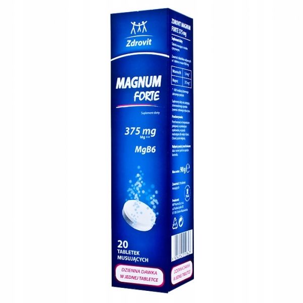 Zdrovit Magnum Forte 375mg 20 tabletek musujących - ERLI.pl