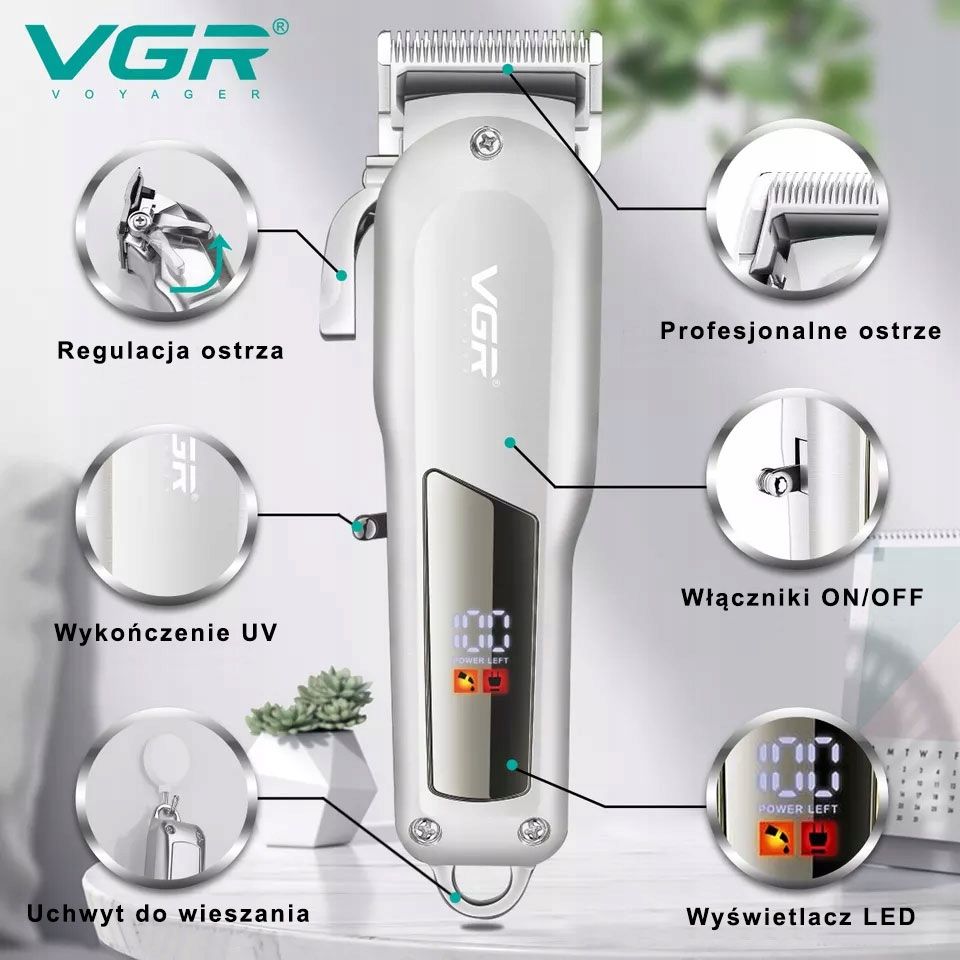 VGR V-278 Maszynka fryzjerska wyświetlacz srebrna – 146803655 - ERLI.pl