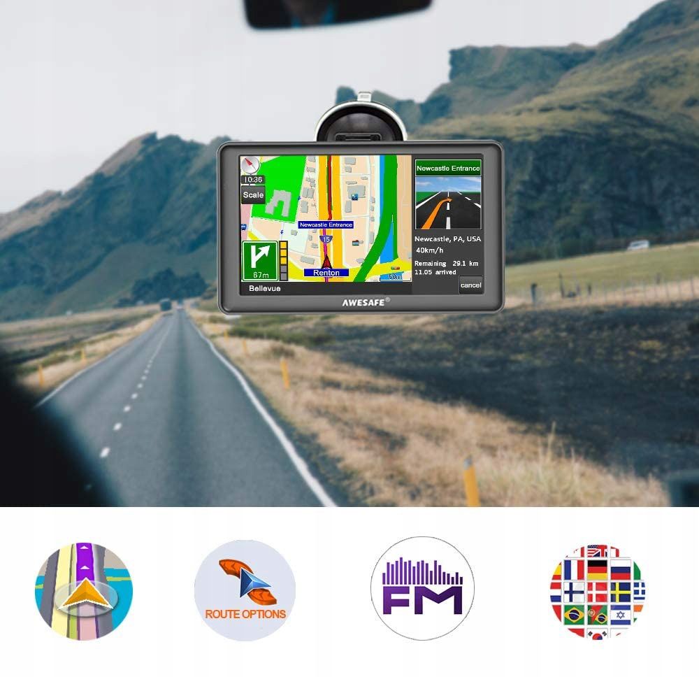 Nawigacja samochodowa AWESAFE GPS 7" POLSKI - ERLI.pl