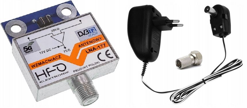 Wzmacniacz DVB-T2 do anteny płytka 30db zasilacz - ERLI.pl