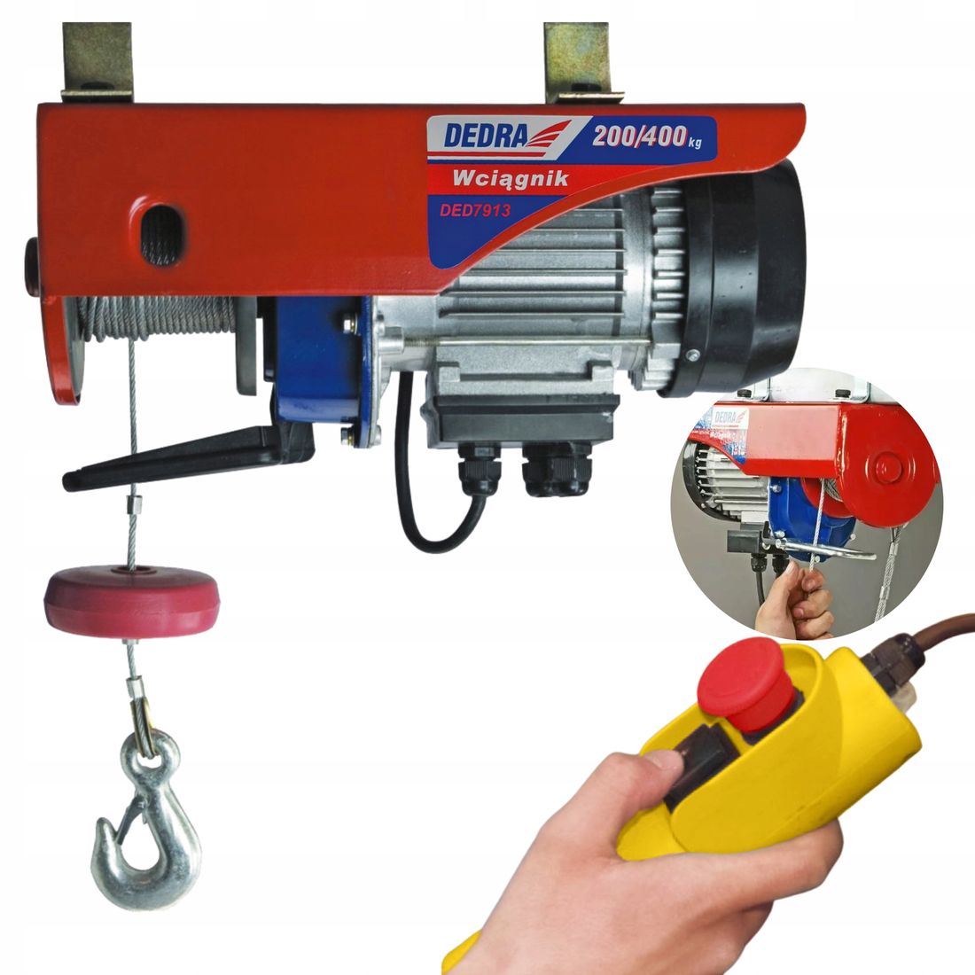 DEDRA WCIĄGARKA ELEKTRYCZNA LINOWA 1000W 200/400KG - ERLI.pl DEDRA WCIĄGARKA ELEKTRYCZNA LINOWA 1000W 200/400KG - ERLI.pl