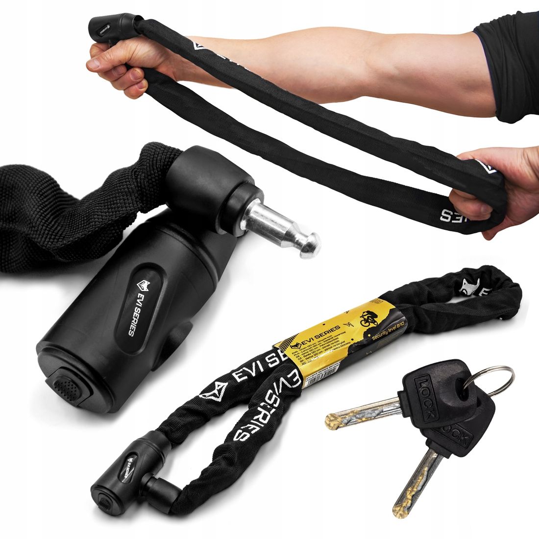 Zapięcie rowerowe - łańcuch EVI PRO BIKE LOCK na rower - 1200/8V na klucz - ERLI.pl