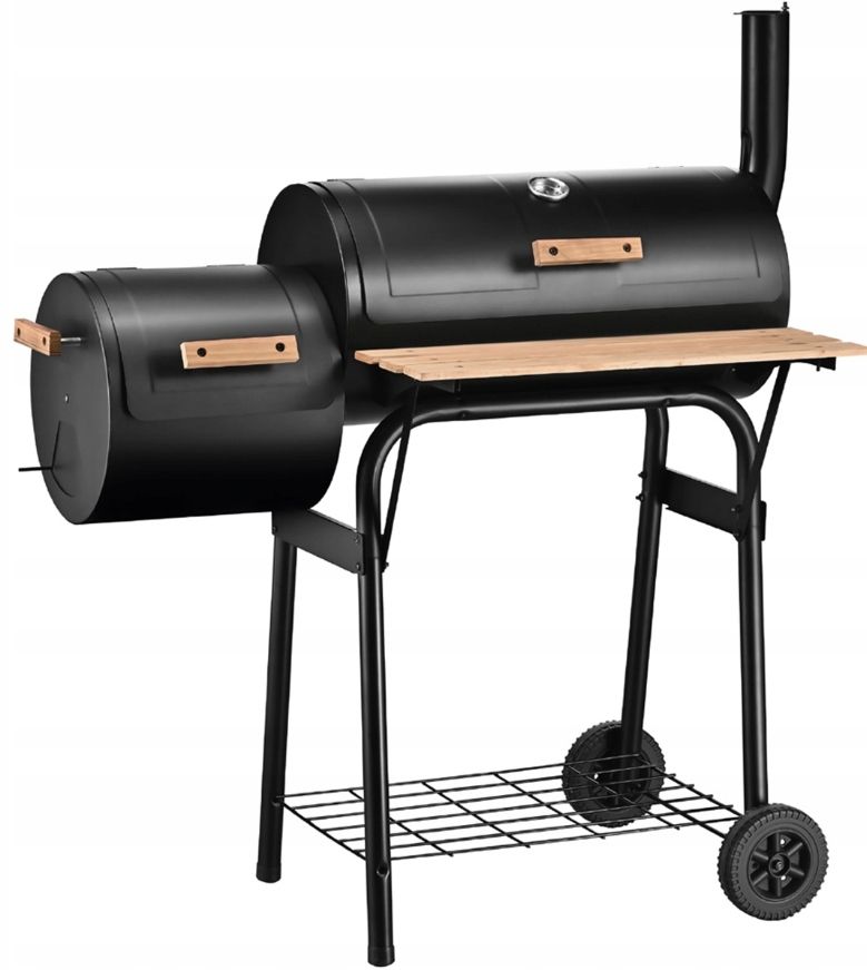 Grill Ogrodowy Węglowy Z Wędzarnią 2 Ruszty Kółka - ERLI.pl