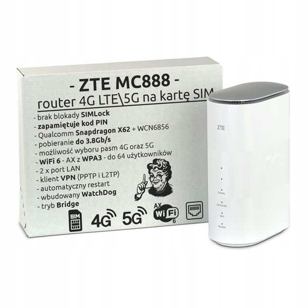 ZTE MC888 router 5G na kartę WiFi 6 AX WPA3 Bridge - ERLI.pl