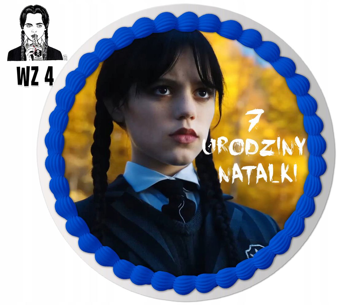 ZESTAW OPŁATEK NA TORT+POSTACIE WEDNESDAY Y6 - ERLI.pl