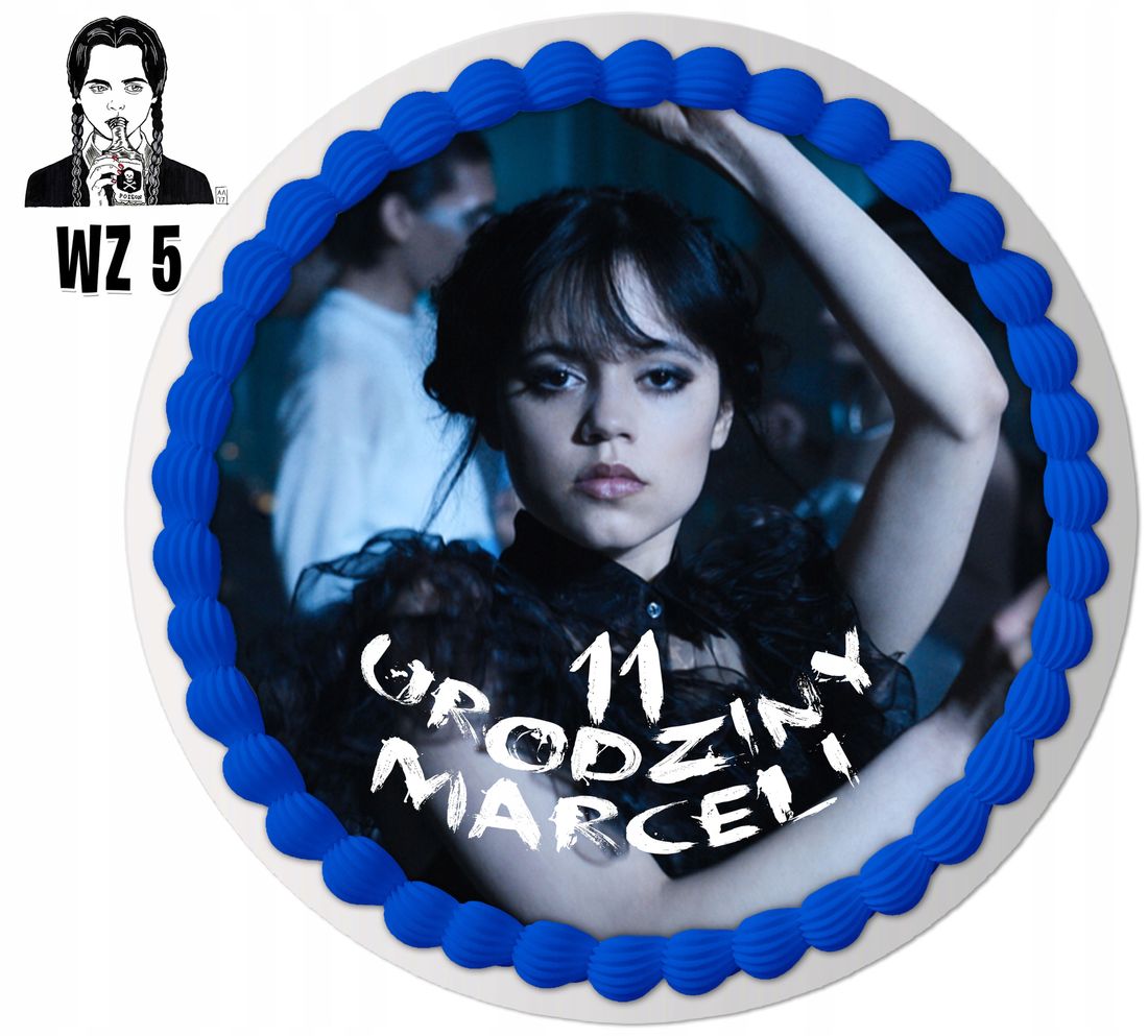 ZESTAW OPŁATEK NA TORT+POSTACIE WEDNESDAY Y6 - ERLI.pl