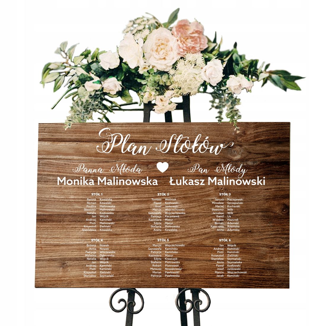 PLAN STOŁÓW gości RUSTYKALNA TABLICA WESELE ŚLUB - ERLI.pl