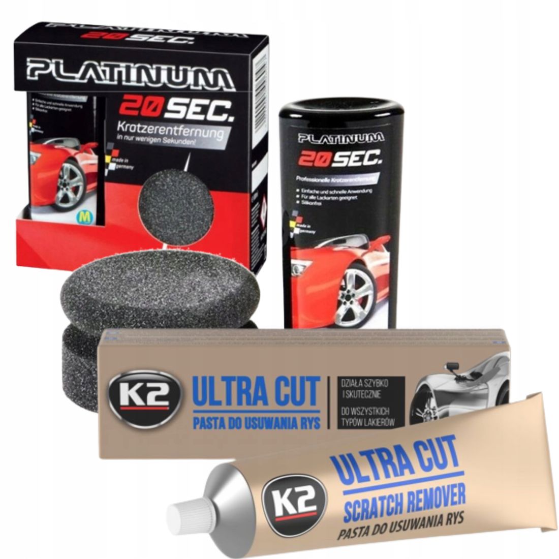 ZESTAW DO USUWANIA RYS PLATINUM + K2 PASTA POLERSKA NA RYSY ULTRA CUT 100G - ERLI.pl