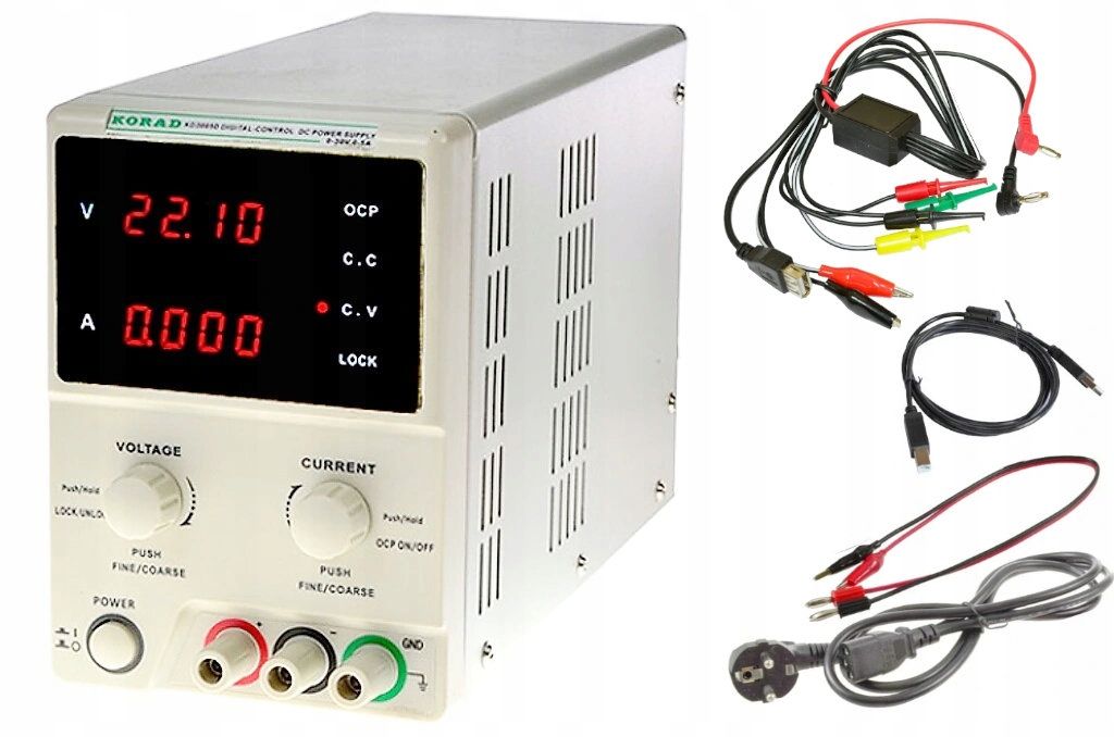 Zasilacz lab KORAD KD3005P +Przewody 7 końcówek - ERLI.pl