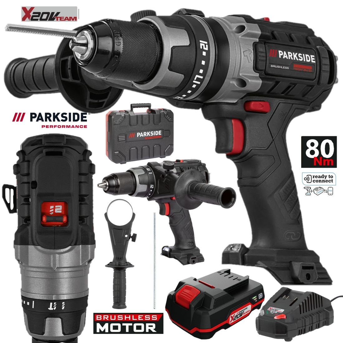 PARKSIDE Performance Wiertarko-wkrętarka Udarowa 80Nm 20 V PSBSAP + 2 Ah – 148728649 - ERLI.pl