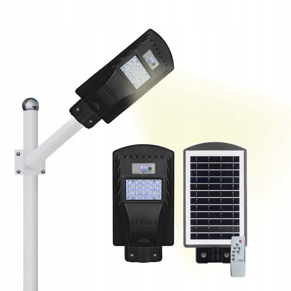 LAMPA ULICZNA LATARNIA SOLARNA PILOT CZUJNIK RUCHU - ERLI.pl