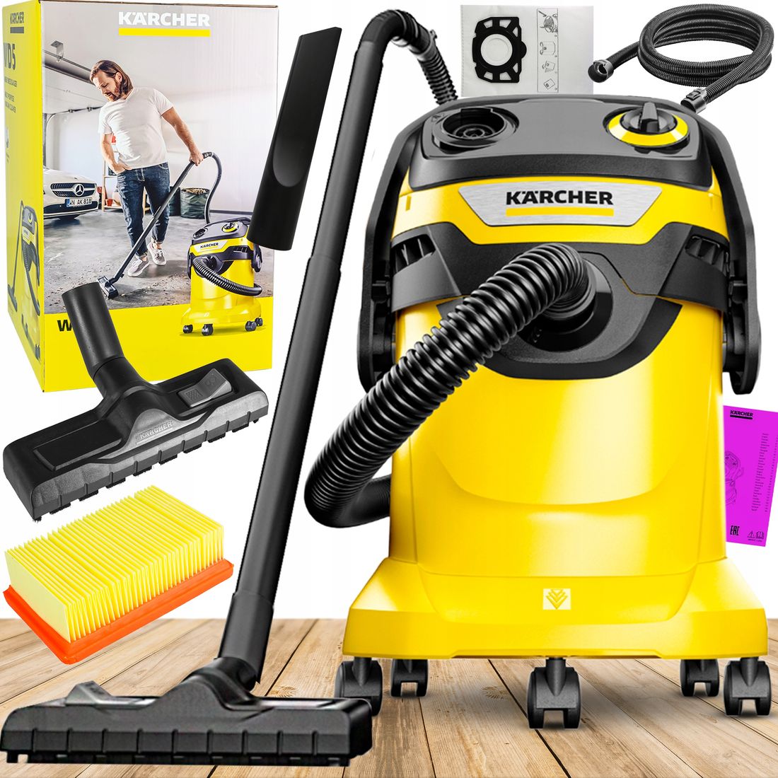 ODKURZACZ PRZEMYSŁOWY KARCHER WD5 TURBO MOC 1800 W - ERLI.pl