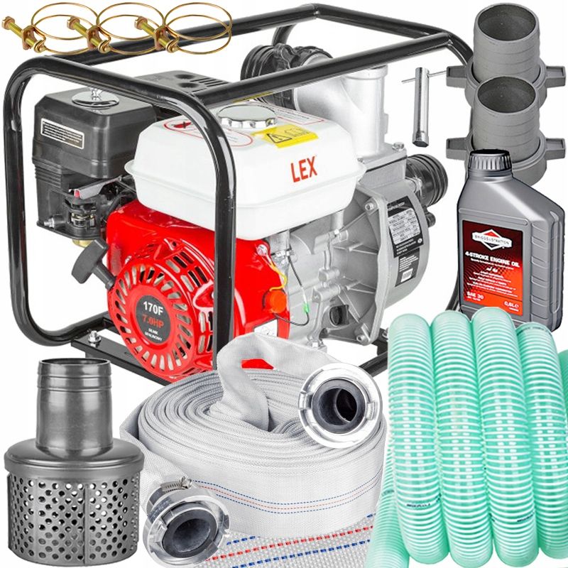 MOTOPOMPA SPALINOWA POMPA 3 CALE DO WODY + WĘŻE – 149061576 - ERLI.pl