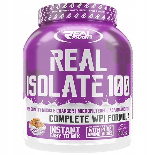 BIAŁKO WPI Real Pharm Real Isolate 100 - 1800g puszka strawberry ice cream - ERLI.pl