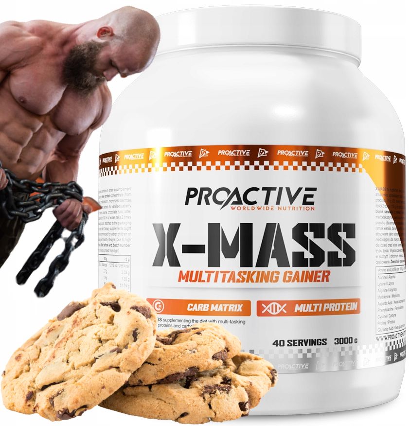 GAINER w proszku białko węglowodany ciasteczkowy ProActive X-MASS 3000g ...