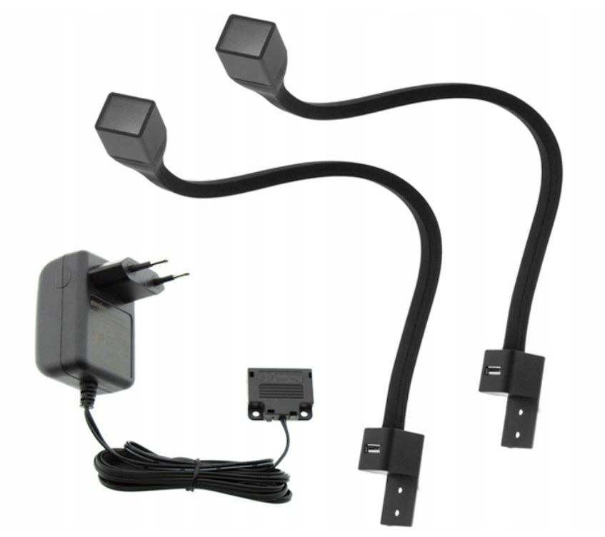 Lampa nocna ZESTAW x2 LED do łóżka czytania FLEXI Q USB +zasilacz - ERLI.pl