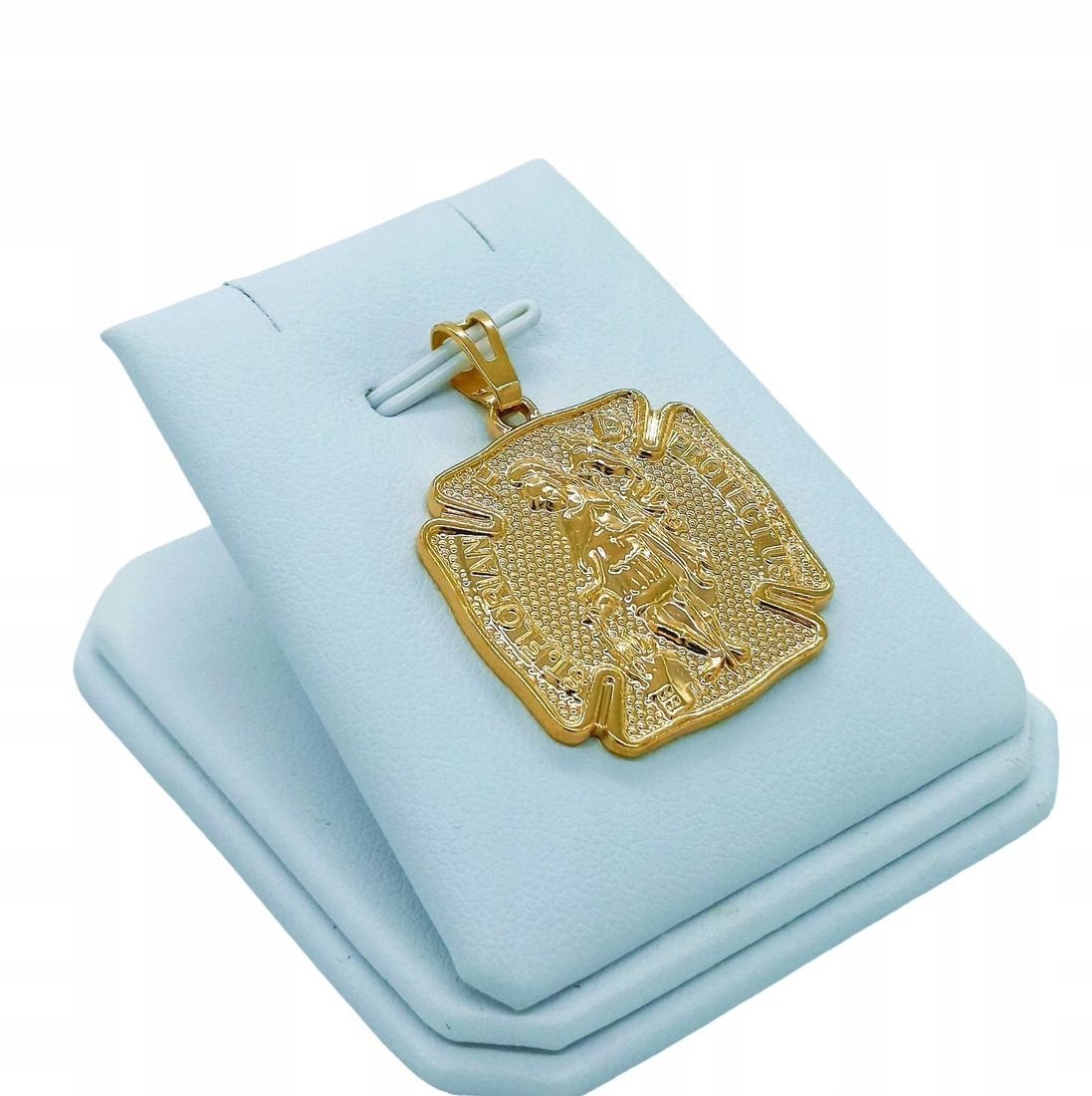 Złota zawieszka medalik ŚW FLORIAN stal 18K - ERLI.pl