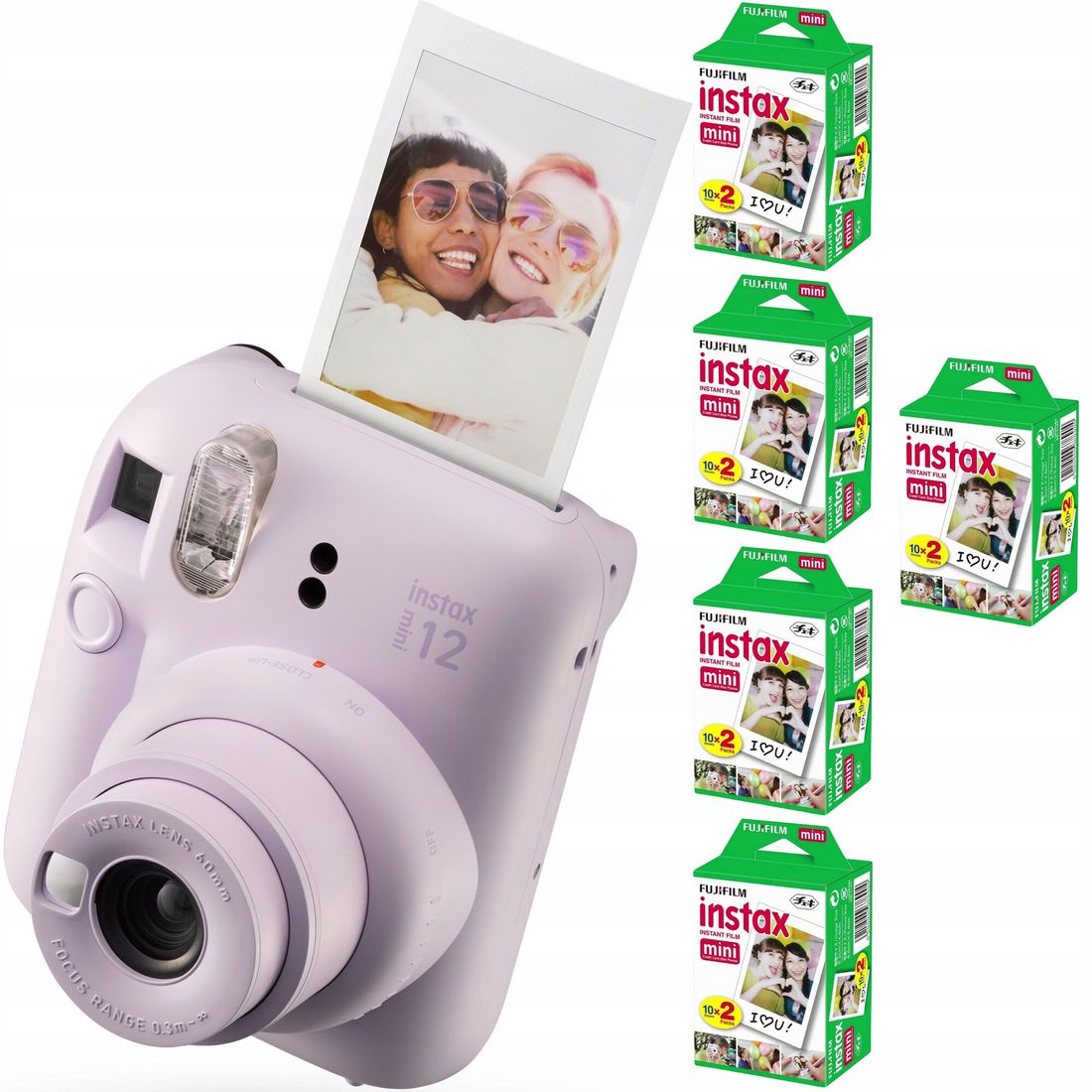 Aparat INSTAX mini 12 Fioletowy + wkłady 100 zdjęć - ERLI.pl