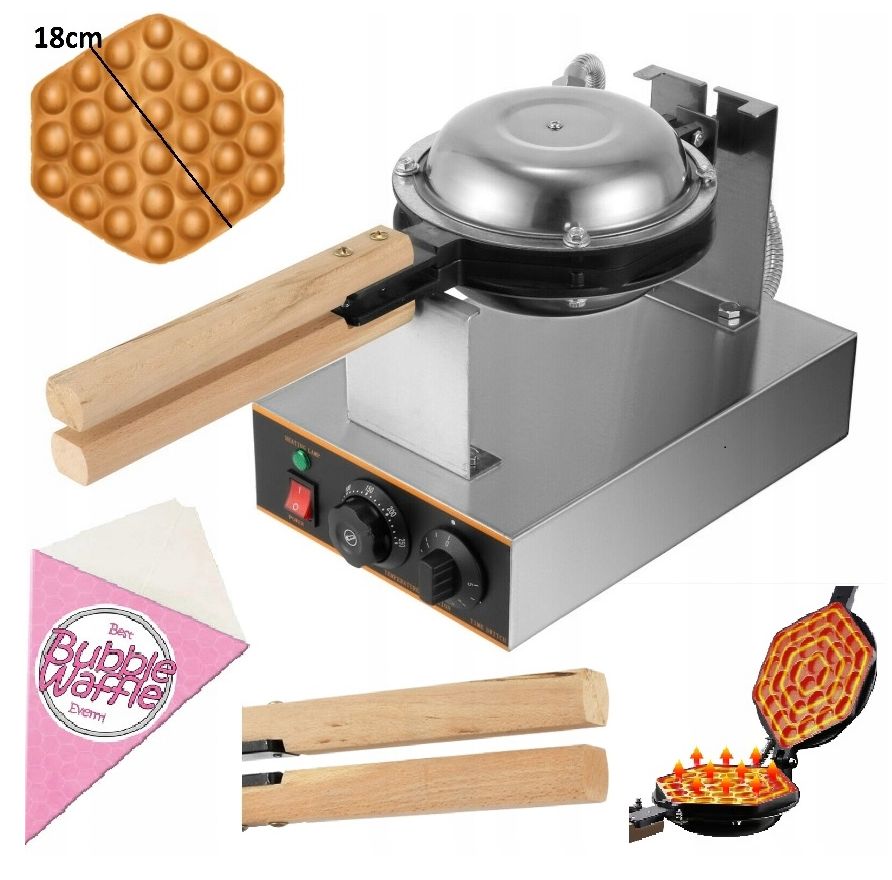 GOFROWNICA BĄBELKOWA EGG BUBBLE WAFFLE Gofry bąbelkowe 1400W - ERLI.pl