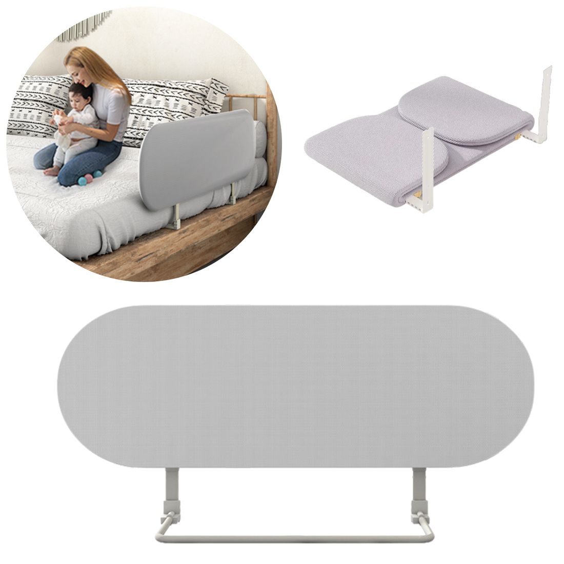 Barierka ochronna do łóżka SMART 120 cm, składana, turystyczna - ERLI.pl