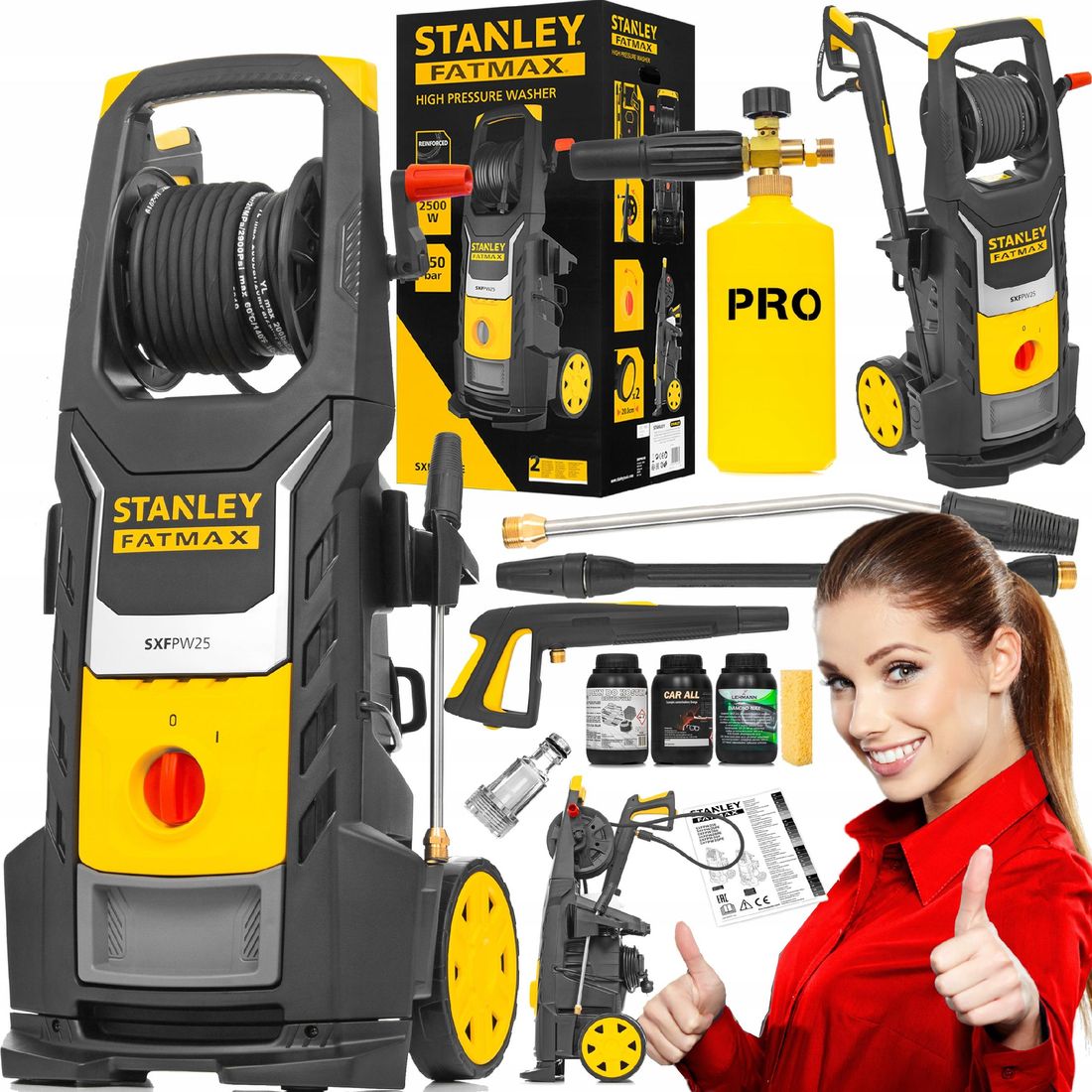 MOCNA MYJKA CIŚNIENIOWA 2500W STANLEY PIANOWNICA 250bar - ERLI.pl